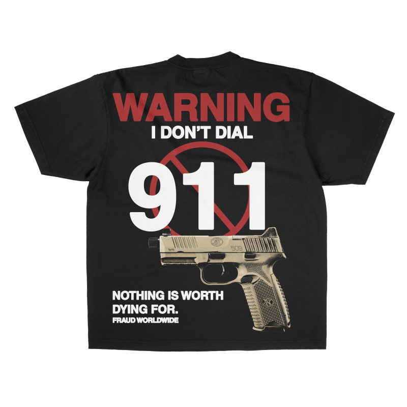 Fraud Worldwide 911 back fn blk tee